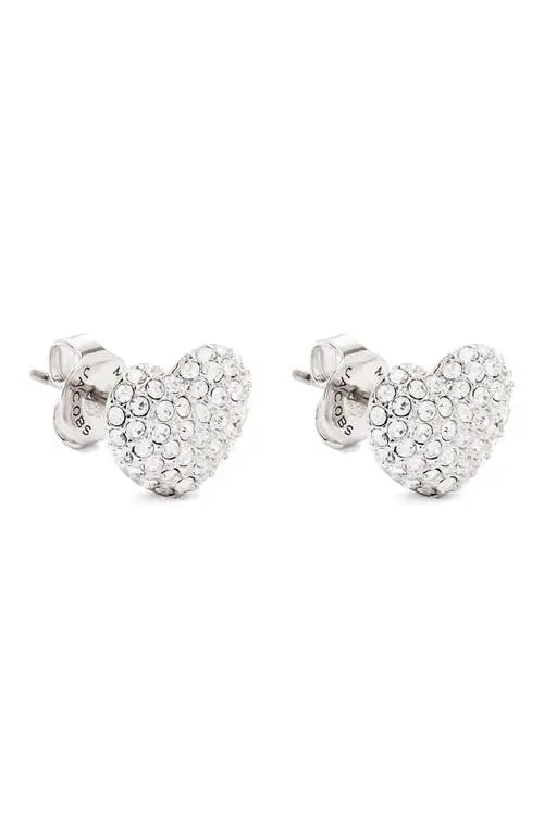 Marc Jacobs Heart Pavé Stud Earrings - Silver/crystal