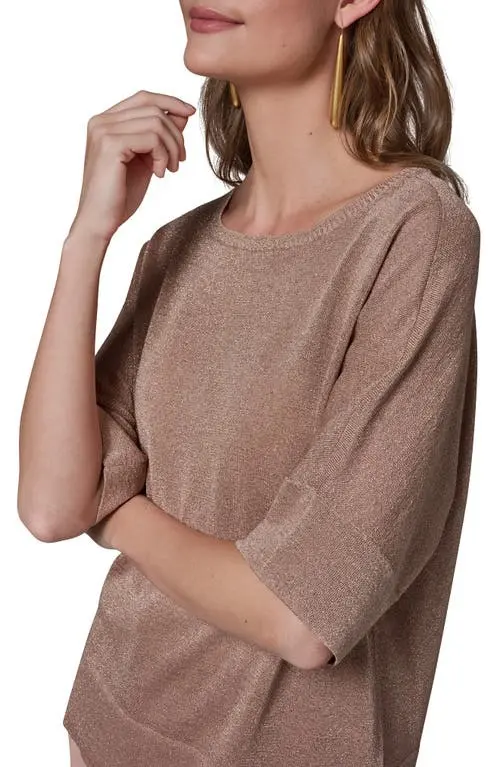 Donna Karan New York Metallic Elbow-length Sleeve Sweater