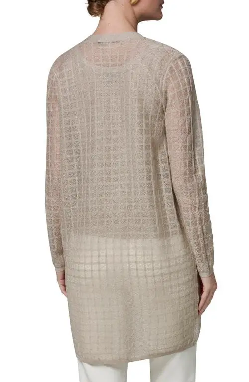 Donna Karan New York Grid Pattern Metallic Cardigan