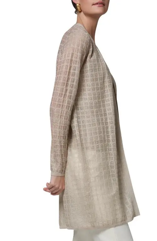Donna Karan New York Grid Pattern Metallic Cardigan