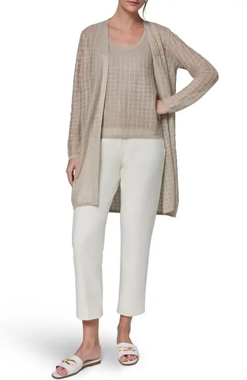 Donna Karan New York Grid Pattern Metallic Cardigan