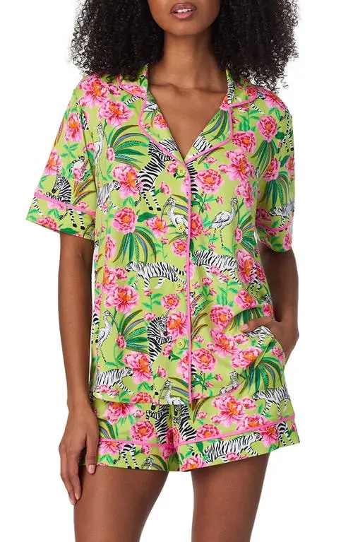ROOM SERVICE Printed Short Pajamas - Green Pt