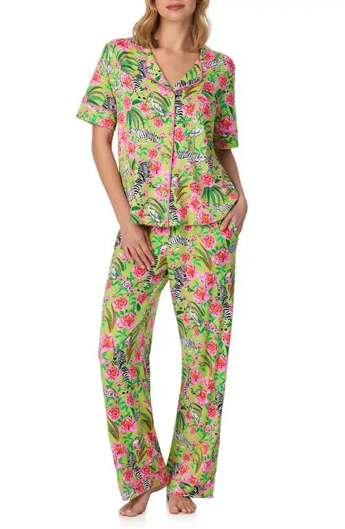 ROOM SERVICE Printed Pajamas - Green/print