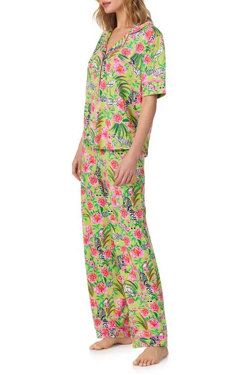 ROOM SERVICE Printed Pajamas - Green/print