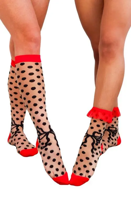 SOCK CANDY Assorted Polka Dot 2-pack Socks - Red