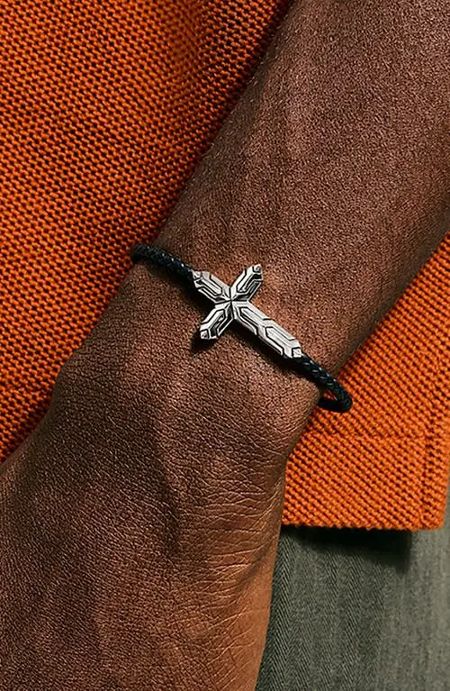 John Hardy Icon Cross Woven Leather Bracelet