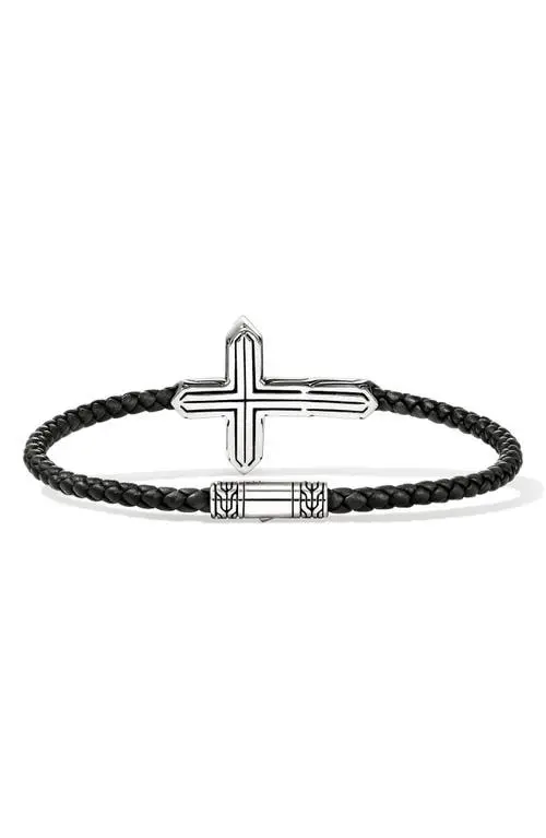 John Hardy Icon Cross Woven Leather Bracelet