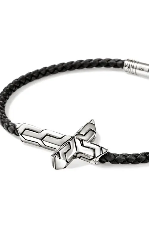 John Hardy Icon Cross Woven Leather Bracelet