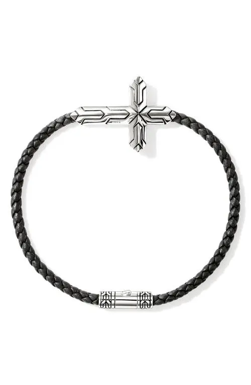 John Hardy Icon Cross Woven Leather Bracelet