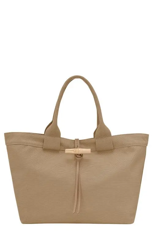 Longchamp Le Roseau Large Cotton Canvas Tote - Desert