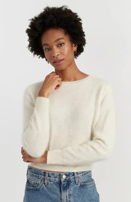 Chinti & Parker Brushed Cashmere Crewneck Sweater - Cream