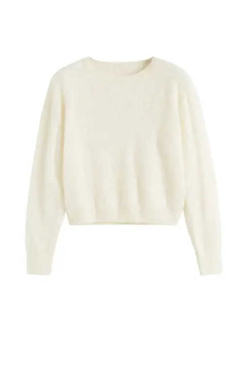 Chinti & Parker Brushed Cashmere Crewneck Sweater - Cream