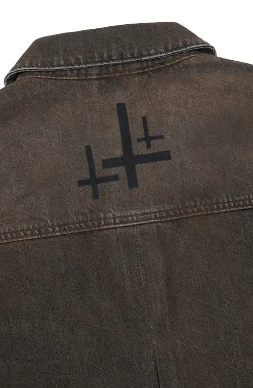 RtA Valentiano Boxy Denim Jacket - Mocha Drift