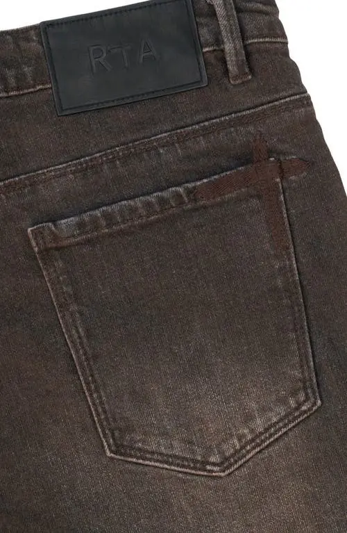 RtA Bryant Skinny Jeans - Mocha Drift Cross Patch