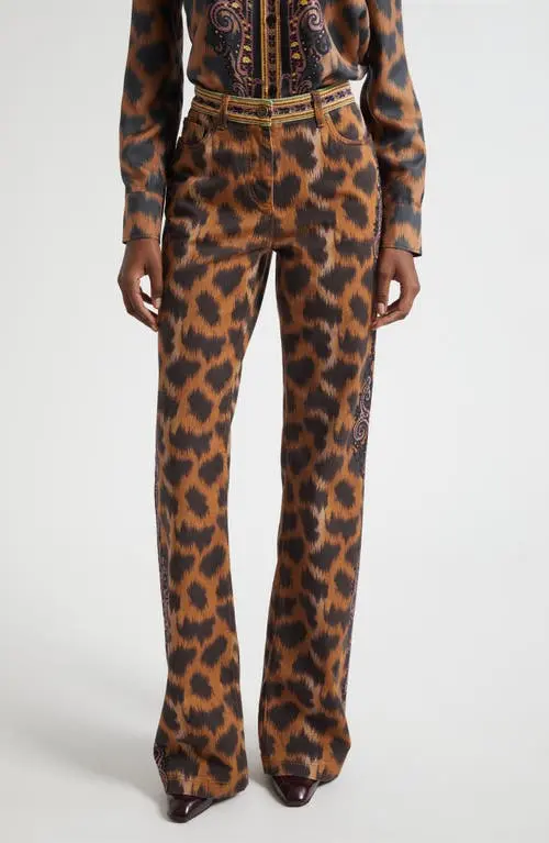 Etro Animal Print Bootcut Jeans