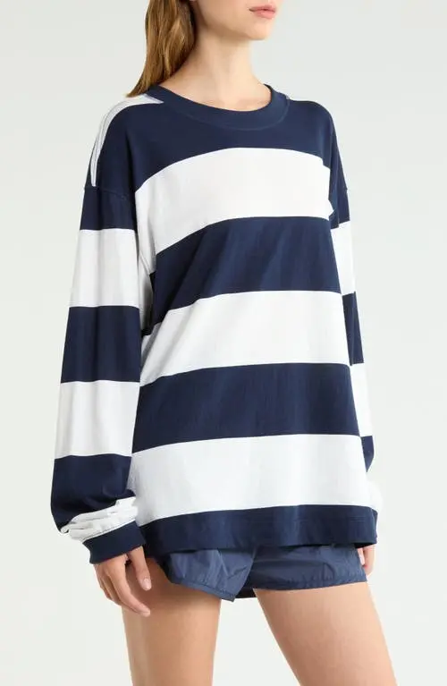 Free People Printed Hustle Layer T-shirt - Midnight Navy Combo