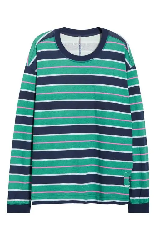 Free People Printed Layer Long Sleeve T-shirt - Navy/green Glow