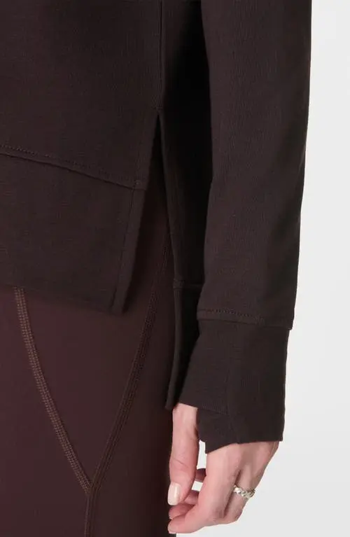 Sweaty Betty After Class Stripe Longline Sweatshirt - Sable Brown