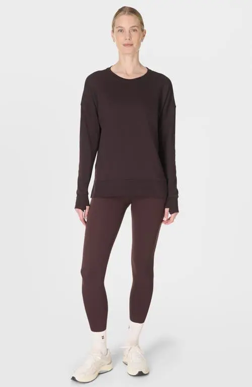 Sweaty Betty After Class Stripe Longline Sweatshirt - Sable Brown