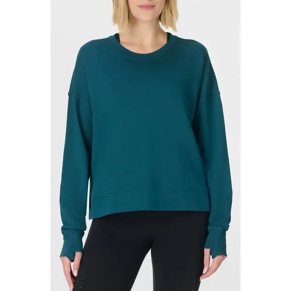Sweaty Betty Boxy Cropped Sweatshirt - Deep Green
