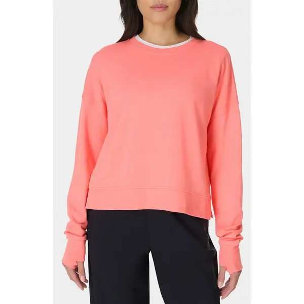 Sweaty Betty Boxy Cropped Sweatshirt - Melon Pink