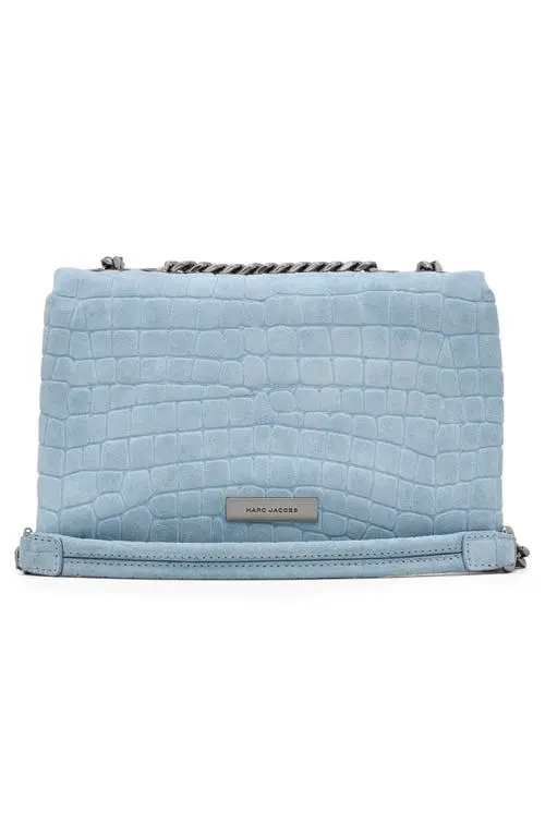 Marc Jacobs Suede Croc Embossed Convertible Shoulder Bag - Blue Mist