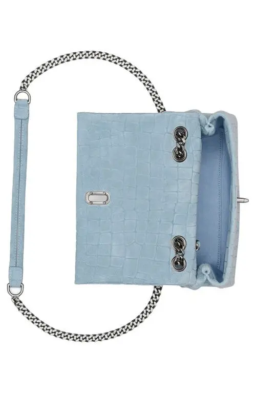 Marc Jacobs Suede Croc Embossed Convertible Shoulder Bag - Blue Mist