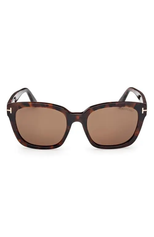 TOM FORD Square Frame Sunglasses - Shiny Dark Havana Eco
