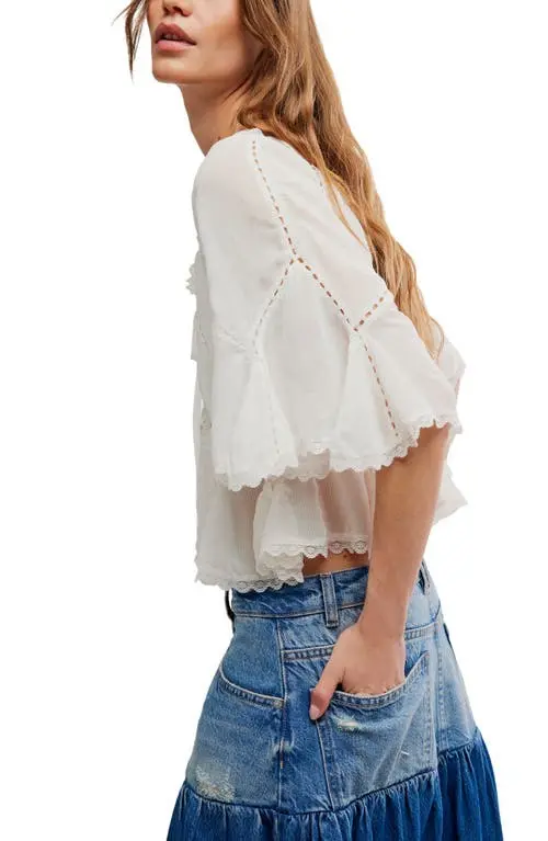 Free People Michelle Lace Trim Top - Clean Ivory