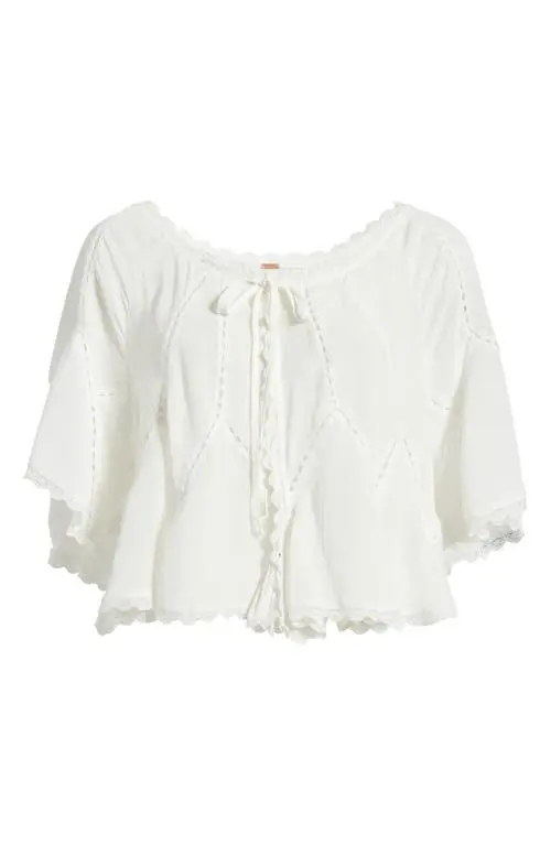Free People Michelle Lace Trim Top - Clean Ivory