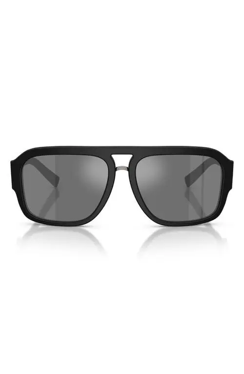 Dolce & Gabbana 58mm Pilot Sunglasses - Matte Black/grey Black