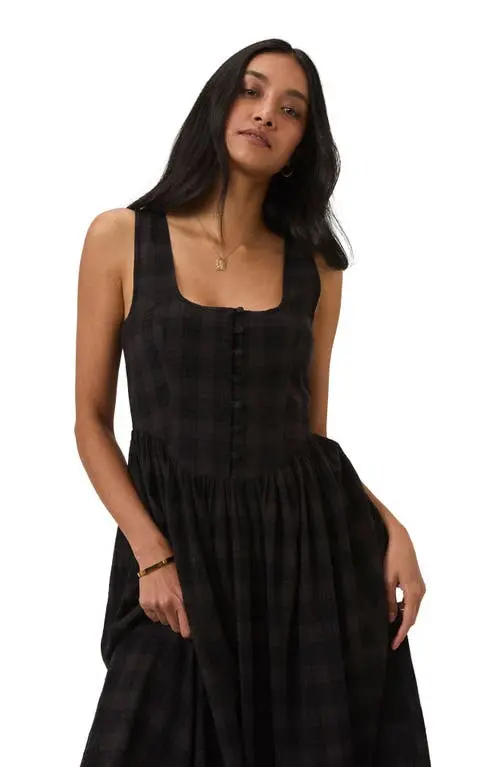 NOBODY'S CHILD Cora Plaid Midi Dress