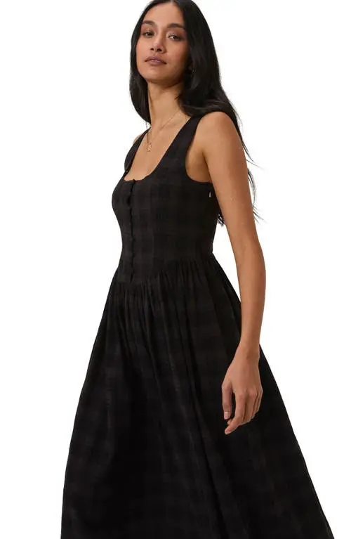 NOBODY'S CHILD Cora Plaid Midi Dress