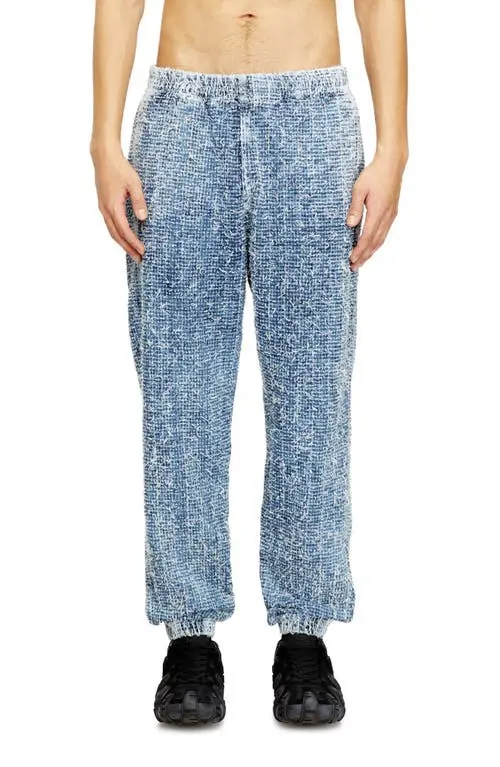 DIESEL® D-labb-s Bouclé Joggers With Prince Of Wales Print - Denim