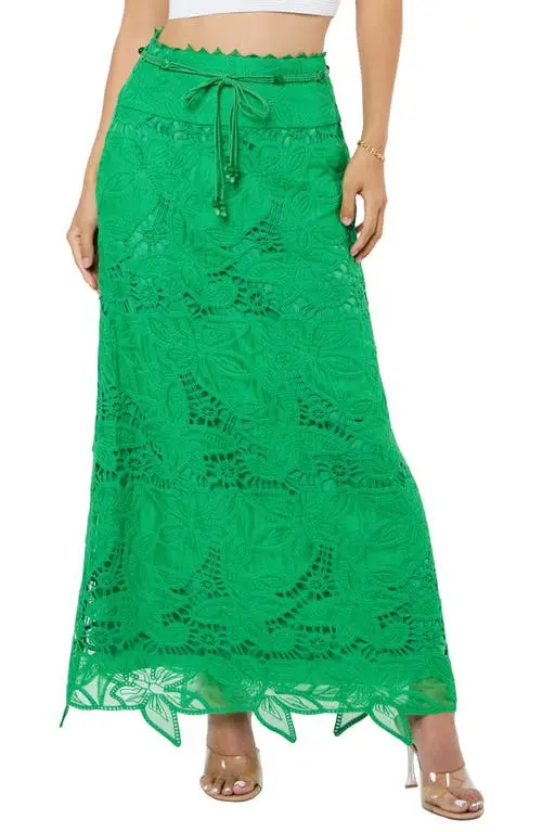 CIEBON Lori Lace Midi Skirt - Green