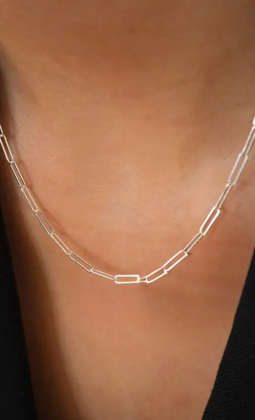 Argento Vivo Paper Clip Chain Necklace - Silver