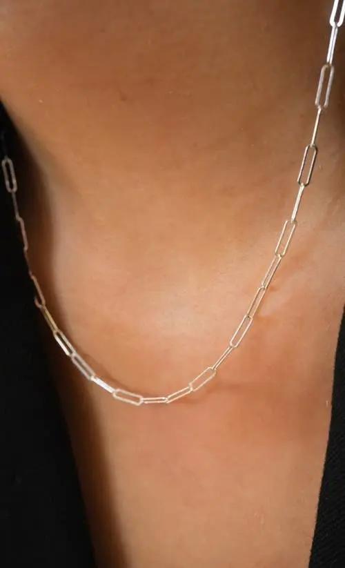 Argento Vivo Paper Clip Chain Necklace - Silver