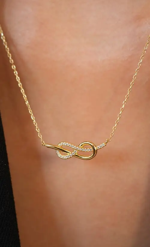 Argento Vivo Love Knot Pavé Pendant Necklace