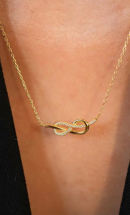 Argento Vivo Love Knot Pavé Pendant Necklace