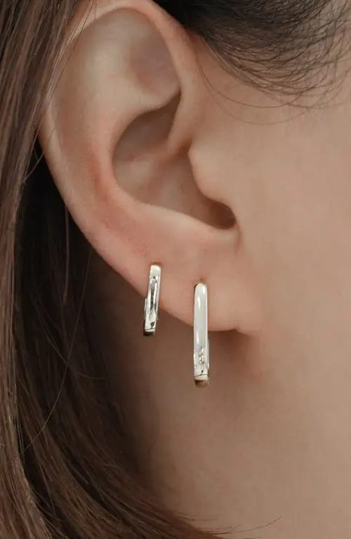 Argento Vivo Set Of Oblong Hoop Earrings - Silver