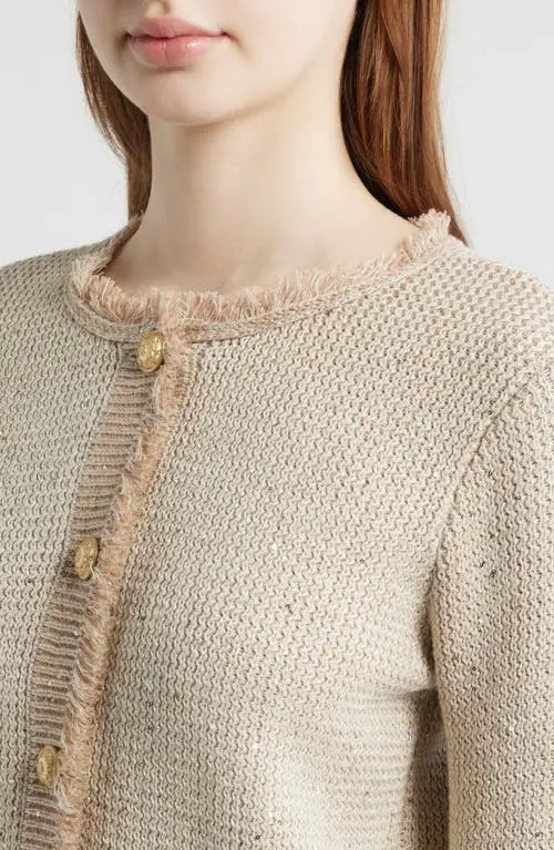 Kobi Halperin Kailey Sequin Fringe Cardigan - Natural