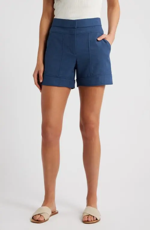Wit & Wisdom Seamed High-waist A-line Shorts - Ensign Blue