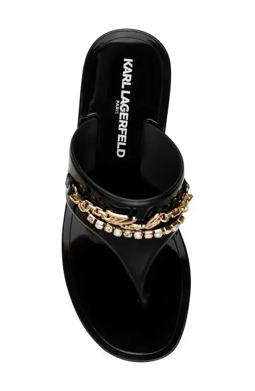 Karl Lagerfeld Paris Vesperina Embellished Flip Flop - Black