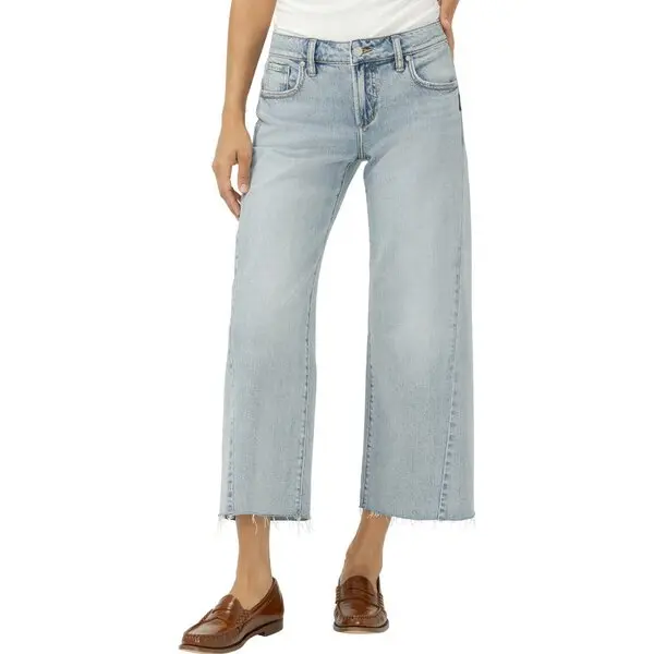 SILVER JEANS CO. Suki Curvy Ankle Wide Leg Jeans With Raw Hem