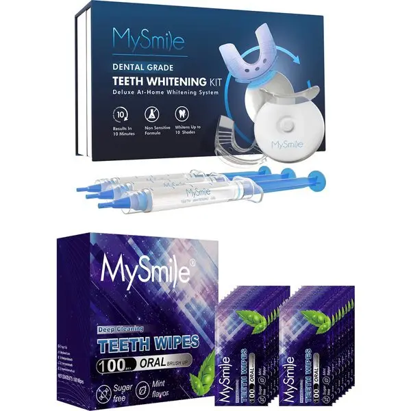 MYSMILE Original Teeth Whitening Kit With Teeth Wipes Double Pack - Blue