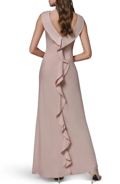 Donna Karan New York Ruffle Satin Gown - Snow Petal