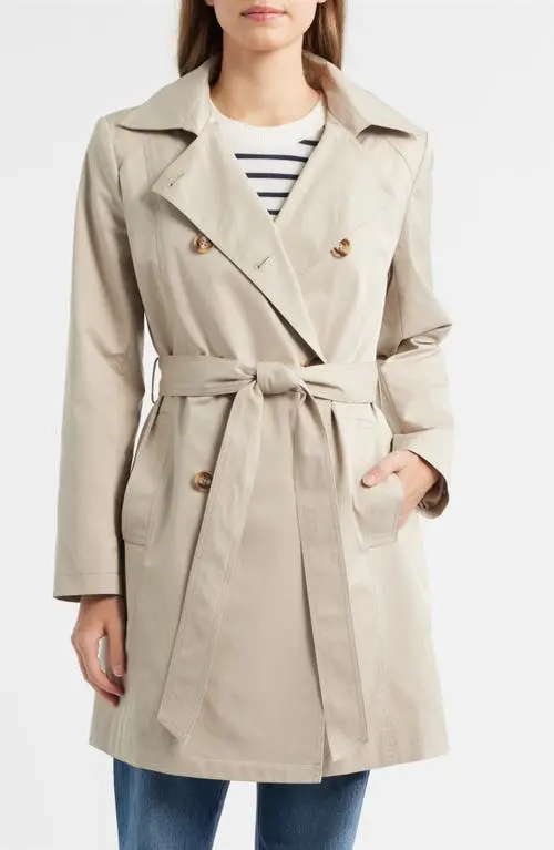 Sam Edelman Hooded Belted Double Breasted Trench Coat - Birch