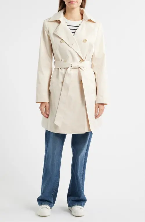 Sam Edelman Hooded Belted Double Breasted Trench Coat - Linen