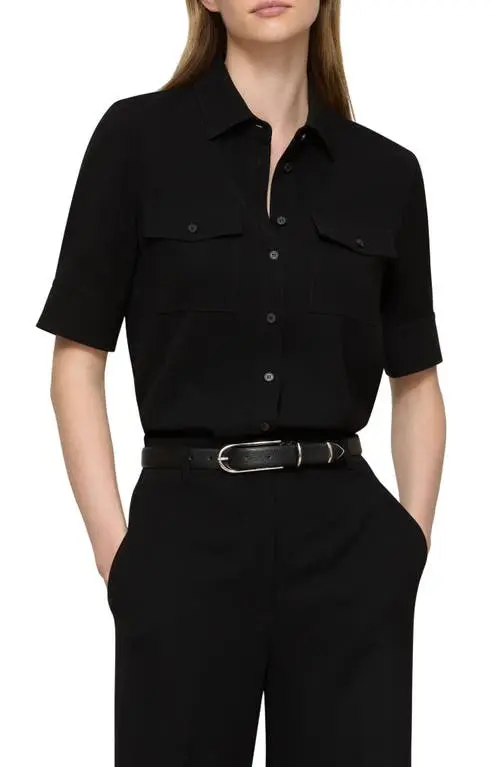 Lafayette 148 New York Finesse Crepe Button-up Shirt
