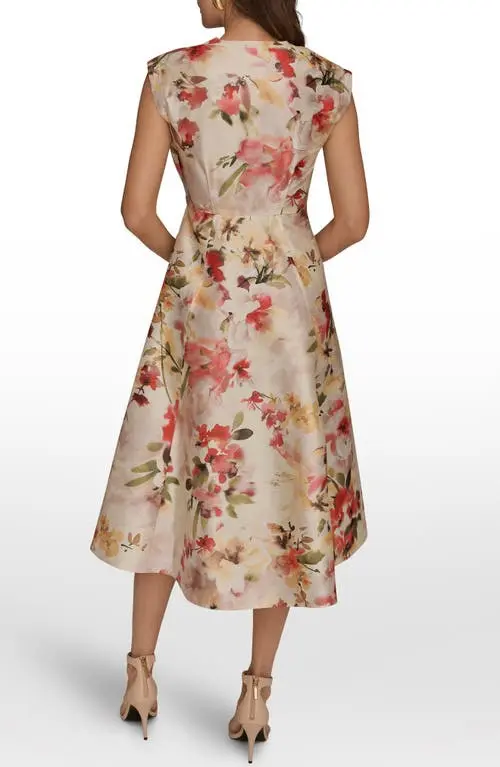 Donna Karan New York Floral Wrap Front Midi Dress